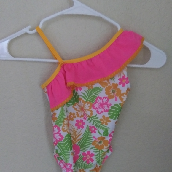 Swim | Ruffle Sleeve Tropical Hibiscus Swimsuit | Poshmark